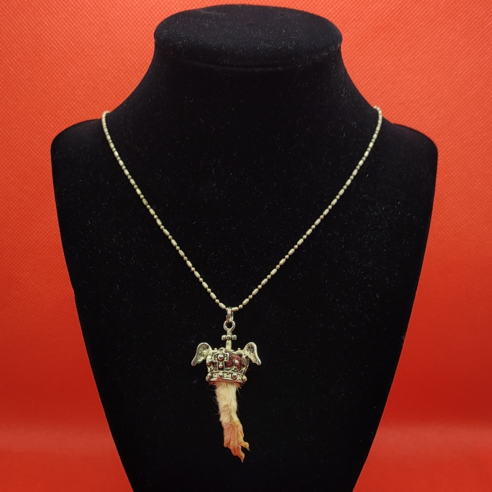 Unusual Royal Rodent Rat Paw Crown Pendant Necklace 2… - Gem